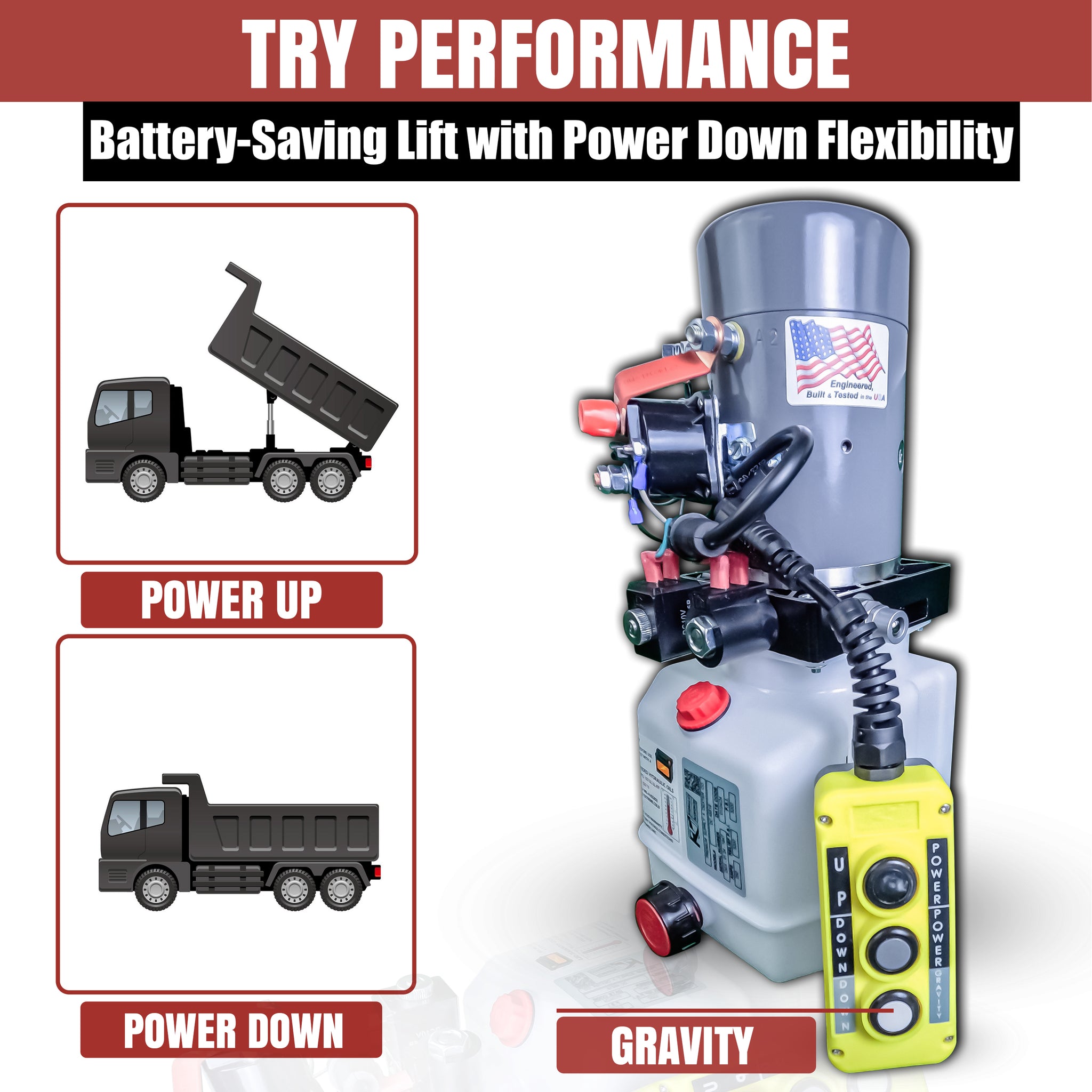 KTI 12V Double-Acting Hydraulic Pump - Poly Reservoir – Primary Mover