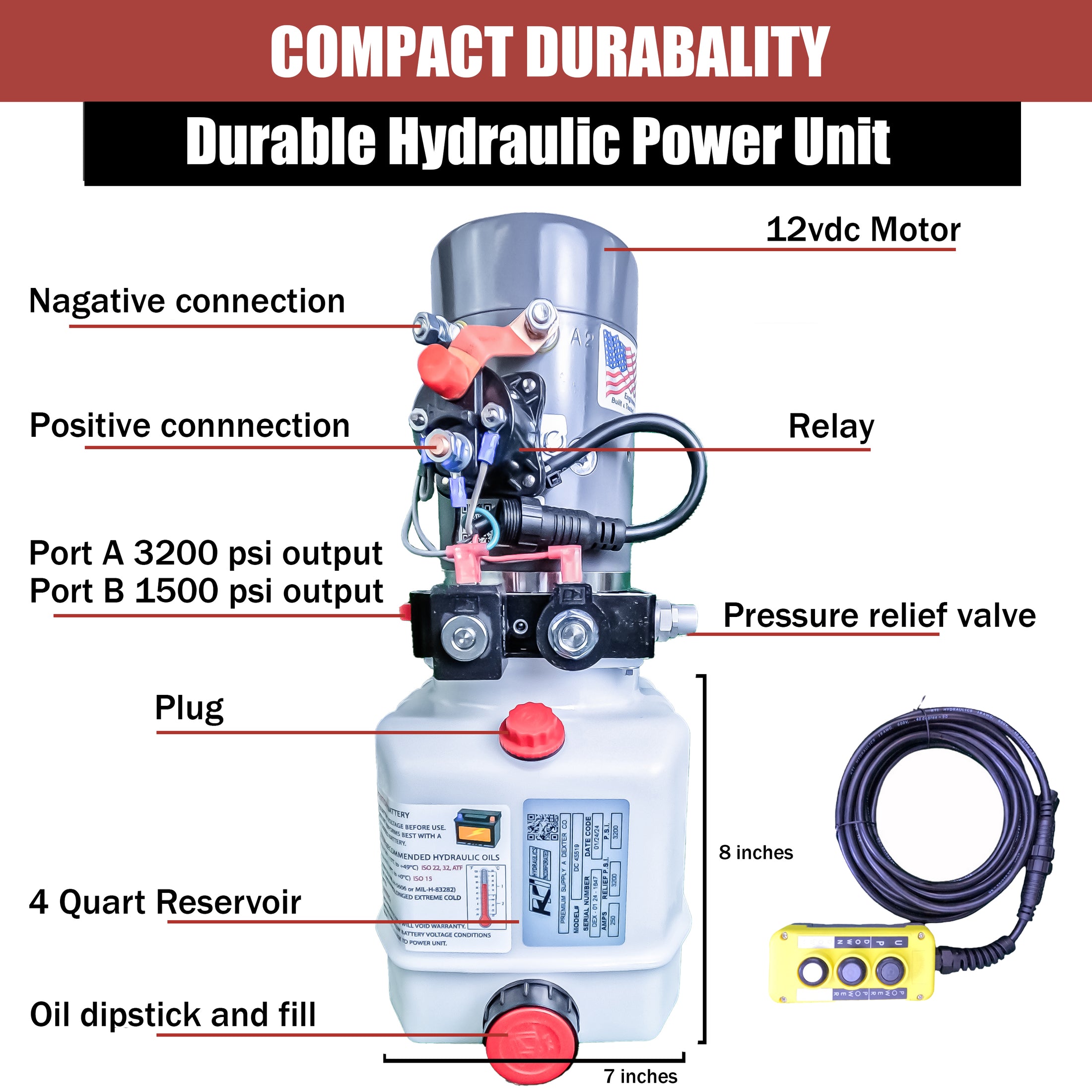 KTI 12V Double-Acting Hydraulic Pump - Poly Reservoir – Primary Mover