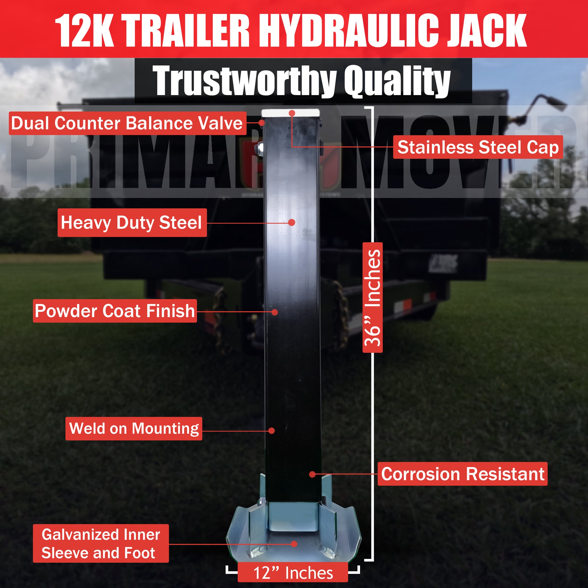 12k Single Hydraulic Trailer Jack Add-On Kit "Weld On" or "Bolt On ...